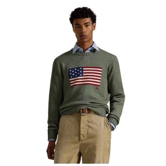 Polo Ralph Lauren unisex, Pulls, Vert, Taille: L Pull Iconique Drapeau Am&eacute;ricain