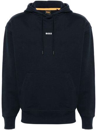 BOSS hoodie en coton à logo texturé - Bleu