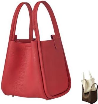 Generic Petit sac seau en cuir pour femme - Design classique - &Eacute;l&eacute;gant - Fourre-tout souple - Sac &agrave; main Hobo, Rouge, 17cm*19cm*20cm/ 6.69in*7.48in*7.78in