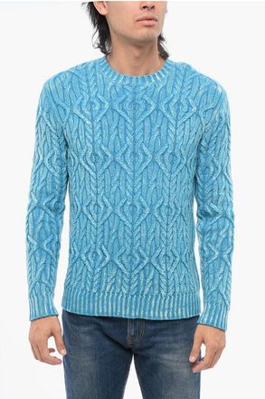 Altea Cable Knit Virgin Wool Sweater with Crew Neck size Xxl