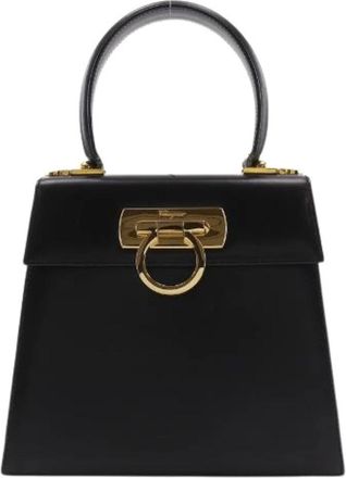 Ferragamo Pre-owned Sac Gancini en cuir de veau - Femme - Pre-owned - Noir - Taille: ONE Size