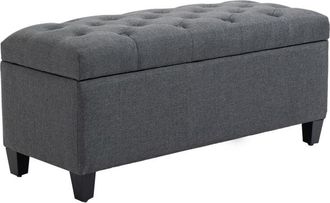 HOMCOM Sitzbank Polsterbank mit Stauraum Truhenbank Flur Schlafzimmer Wohnzimmer leinenartiges Polyester Gummiholz Dunkelgrau 100 x 40 x 44 cm - Homcom
