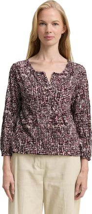 Tom Tailor Damen 1047731 Crinkle Blusenshirt mit Muster, 38403-Dark Red Abstract Dot Design, 3XL