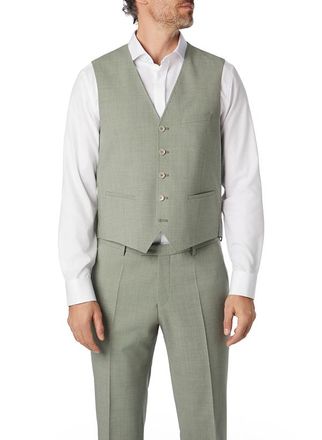 CG - Club of Gents Herren Weste gr&uuml;n Schurwoll-Stretch