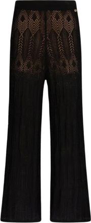 Liu Jo Femme, Pantalons, Noir, Taille: 38 FR Pantalon en maille ajour&eacute;e