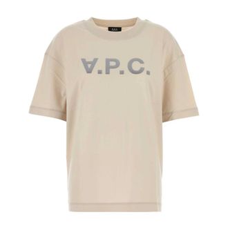 A.P.C. Sandfarbenes Oversize T-Shirt aus Baumwolle - - Tops - Damen - Beige - S