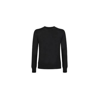 Emporio Armani Schwarzer Rundhalspullover mit Besticktem Logo - - Tops - Herren - Schwarzk - L