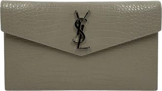 Saint Laurent Clutches - Saint Laurent calfskin leather crocodile embossed - Gr. unisize - in Wei&szlig; - f&uuml;r Damen