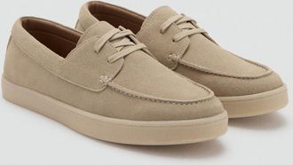 Mango Chaussure en cuir su&eacute;d&eacute; &agrave; lacets sable - Homme - 39 - MANGO MAN