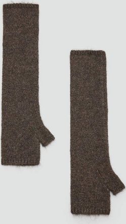 Mango Mitaines longues en maille chocolat - Femme - Taille unique - MANGO