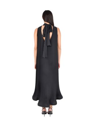 P.A.R.O.S.H. Womens Black Midi Dress With Sash Closure Polyester
