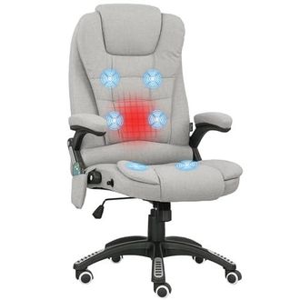 Vinsetto Fauteuil de Bureau massant et Chauffant, Chaise de Bureau, Chaise Ergonomique avec Hauteur réglable, Dossier inclinable et télécommande Filaire, pivot