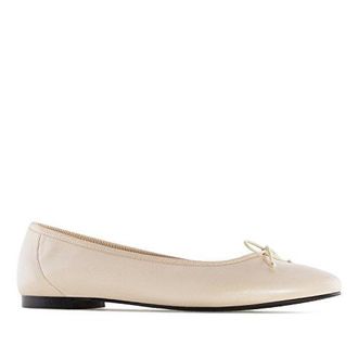Andres Machado Ballerines en Cuir pour Femmes et Adolescents pour lhiver et lété - Marta - Lacet décoratif - Intérieur en Cuir - Beige, Taille EU 43