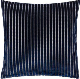 Riva Paoletti Savoy Stripe Kissen mit Polyesterfüllung - Wendbares, weiches, strukturiertes Samt-Dekokissen für Sofas, Betten und Sessel (Marine - 50x50cm)