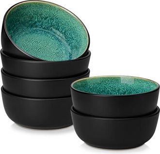 VANCASSO PLAYA - Lot de 6 Bols &agrave; C&eacute;r&eacute;ales en Gr&egrave;s de 900 ml &agrave; Design Moderne - Bol Petit-D&eacute;jeuner pour C&eacute;r&eacute;ales, Salade, Soupe, Ramen, Fruits ou Dessert - Adap