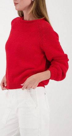 Monari Strickpullover Pullover uni Rundhalsausschnitt mit Rollkante, Regular Fit