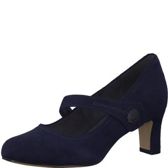 Jana Damen Pumps mit Riemen mit Klettverschluss Vegan, Blau (Dunkelblau), 40 EU
