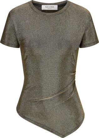 Nicowa T-Shirt TONIWI, edler, flie&szlig;ender Lam-Jersey, Model tr&auml;gt Gr&ouml;&szlig;e 34