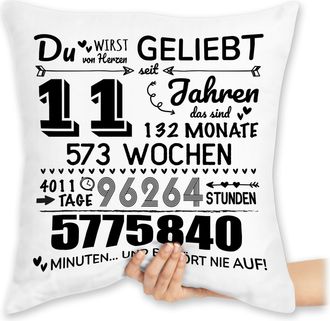 Shirtracer Kissen 40x40 Zierkissen - 11 Jahre - Du wirst von Herzen geliebt | 11. Geburtstag | 11 Jahre Geburtstagsgeschenke | 11ter Geburtstagsgeschenke für Jun
