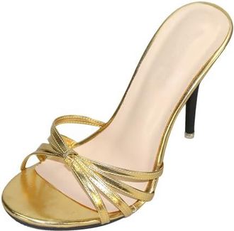 Miyoopark Mules sexy pour femme avec talon aiguille Mule d&eacute;t&eacute;, T11 dor&eacute;, 43 EU