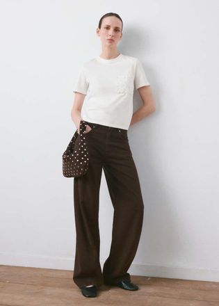 Mango T-shirt coton brod&eacute; blanc cass&eacute; - Femme - XXS - MANGO