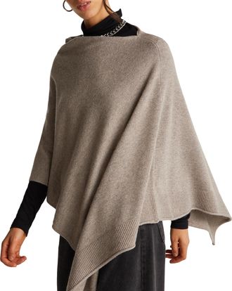 Benetton Damen Mantella 1235du01a Strickponcho und Capes, beige, One Size