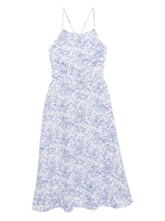 Reformation robe Yuliy en lin - Bleu