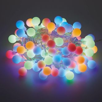 Hellum LED Kugel Lichterkette Bunt, Partybeleuchtung mit 100 LED Kugeln, IP44 Au&szlig;en-Transformator und 8 Lichtmodi, au&szlig;en & innen zu Weihnachten, Party-Deko, 