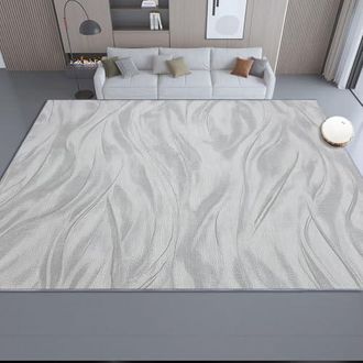 Generic Tapis Salon 160 x 230 cm - Gris Tapis Doux Décorations Chambre à Coucher Design Moderne Élégant Aux Lignes Épurées Moquette Lavable en Machine pour Ch