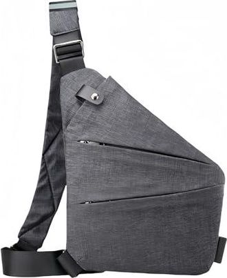 Generic Sac &agrave; bandouli&egrave;re antivol - Sac &agrave; bandouli&egrave;re unisexe pour homme et femme, id&eacute;al pour les voyages et lutilisation quotidienne, gris, Right