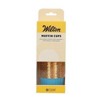 Wilton Muffin Cups Blue 50 St&uuml;ck: Backf&ouml;rmchen f&uuml;r Muffins und Cupcakes, Gl&auml;nzende Metallic-Finish, Auch ideal zum Servieren anderer Leckereien wie Petits Fo