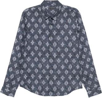 John Varvatos blouse à imprimé peau de serpent - Bleu