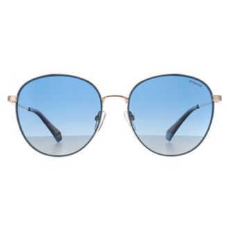 Polaroid Rund Unisex Gold Blau Blau Gradient Polarisiert PLD 6215/S/X