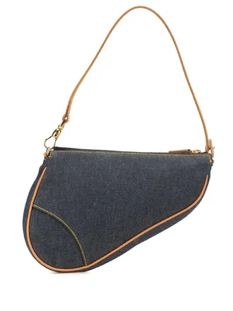 Dior mini pochette Saddle en jean (2001) - Bleu