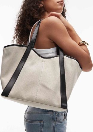 JW PEI Kiana - Grand sac cabas en toile et PU m&eacute;lang&eacute;s-Blanc