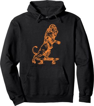 Seembo Lion Skater Skateboarding, lustiges Tier-Skating Pullover Hoodie