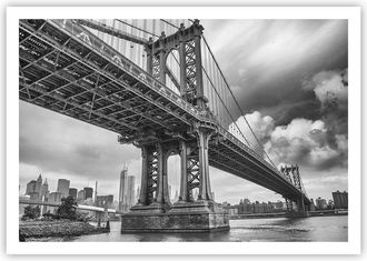 Arttor Poster ohne Rahmen Deko 100x70cm Manhattan Br&uuml;cke Schwarzwei&szlig; Wandposter Art Prints Wanddeko Bild Wand Kunstdruck Wandbilder Dekoration Wohnzimmer Sch