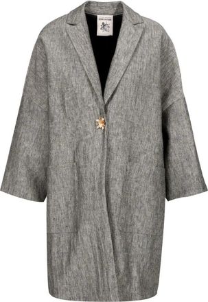 Semicouture Femme, Manteaux, Gris, Taille: 36 FR Blazer en Lin avec Bouton Bijou