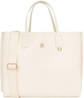 Tommy Hilfiger Damen Tasche Iconic Satchel Mittelgro&szlig;, Wei&szlig; (Calico), Einheitsgr&ouml;&szlig;e