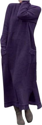 Generic Robes dhiver pour femmes &agrave; manches longues | Robe sweat-shirt avec poches - Robe chandail &eacute;paisse en velours c&ocirc;tel&eacute; chaude - Robe pull en laine ample 