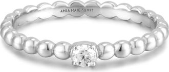 Ania Haie Damen Ring Sunshine Chaser Cubic Zirconia Round Dome aus 925 Sterling Silber, besetzt mit einem Zirkonia, EUR Größe: 52, inkl. Geschenkverpackung