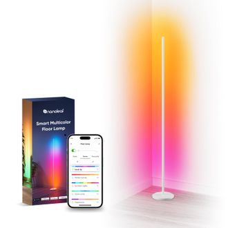 Nanoleaf Matter Smart Stehlampe Wei&szlig;, RGB IC LED Floor Lamp Dimmbar, Musik Sync, Dynamische Gradient Szenen, 1700lm, App & Sprachsteuerung (Funktion mit Alexa,