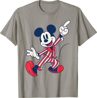 Disney Mickey Mouse Striped Pajamas Slumber Party PJs Pose T-Shirt