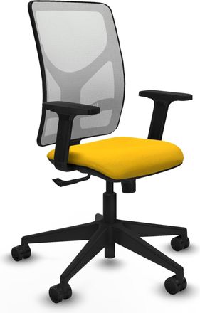 Piqueras y Crespo Drehstuhl mit Rollen, 2D-Armlehnen, h&ouml;henverstellbare Lendenwirbelst&uuml;tze, ausgestattet mit 3 Positionen und Schneideschaum, Wei&szlig;/Gelb