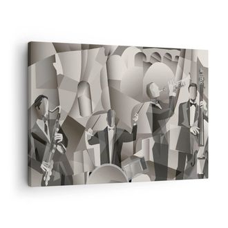 Arttor Bilder auf Leinwand Jazz Musik Musiker Leinwandbild mit Rahmen 70x50cm Wandbilder Dekoration Wohnzimmer Schlafzimmer K&uuml;che Deko Klein Wanddeko Bild Wa