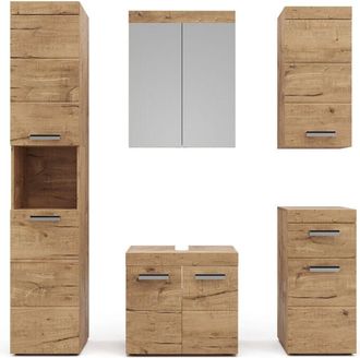 Vicco Ensemble de meubles de salle de bain Luna, Ch&ecirc;ne Wotan, 5 pi&egrave;ces