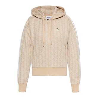 Lacoste Femme, Sweatshirts et sweats &agrave; capuche, Beige, Taille: 40 FR Monogram Sweat &agrave; capuche