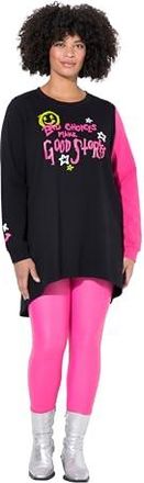Angel Of Style Femme Grandes Tailles Sweat-Shirt Long, Coupe Loose Fit, 1 Manche Rose Noir 50 840022100-48