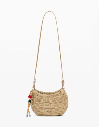 Desigual Ovale Geldb&ouml;rse zum Umh&auml;ngen in Beige mit Anh&auml;ngern-Neutral