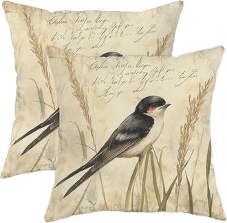 Generic Herbstschwalbenvogel Dekokissen Atmungsaktiv Sofakissen Mit Rei&szlig;verschluss Kissenh&uuml;llen F&uuml;r Sofa Hotel Balkon 45X45Cm 2Er Set